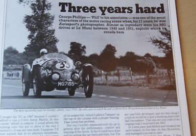 Original OLD MOTOR 1981 mag extract: GEORGE PHILLIPS (Phil ...