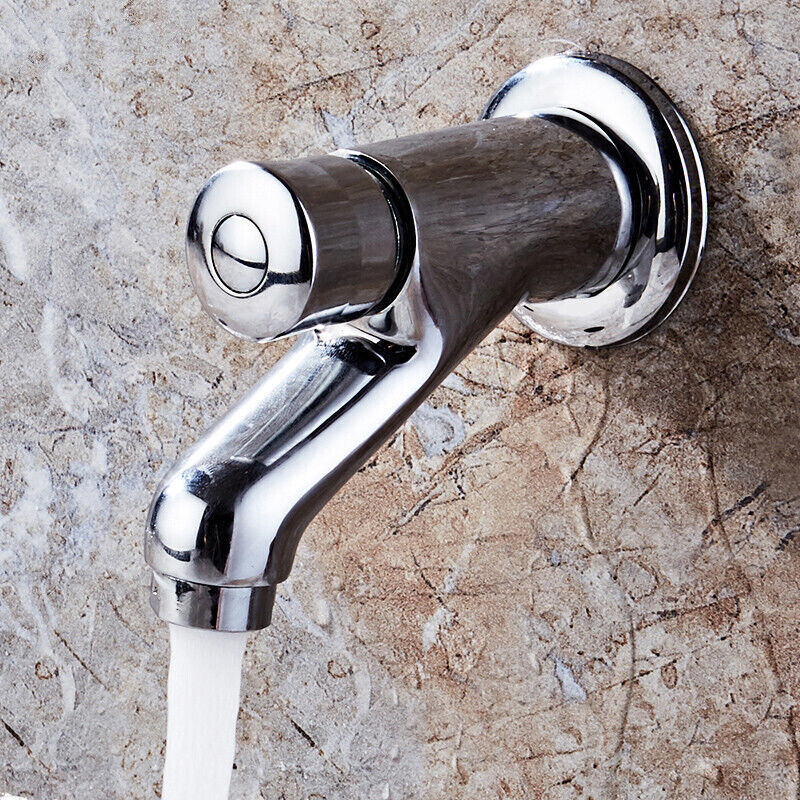 Push Faucet Self-Closing Non-Concussive Bathroom Basin Taps Chrome ...
