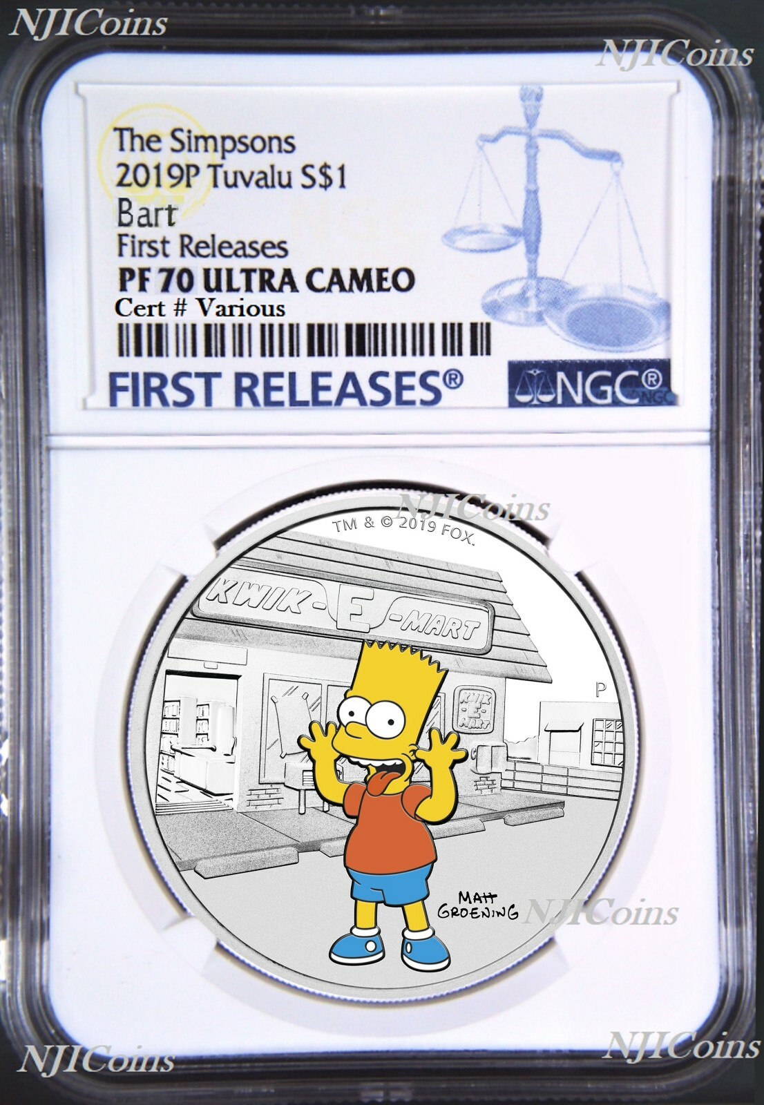 2019 The Simpsons BART Simpson Proof $1 1oz Silver COIN NGC PF 70 FR ...