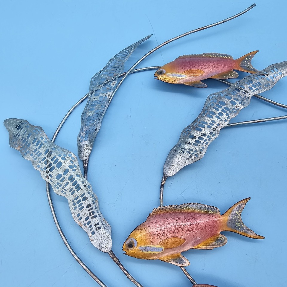 Bovano of Cheshire Enameled Metal Sculpture Wall Art Tropical Fish Crab ...