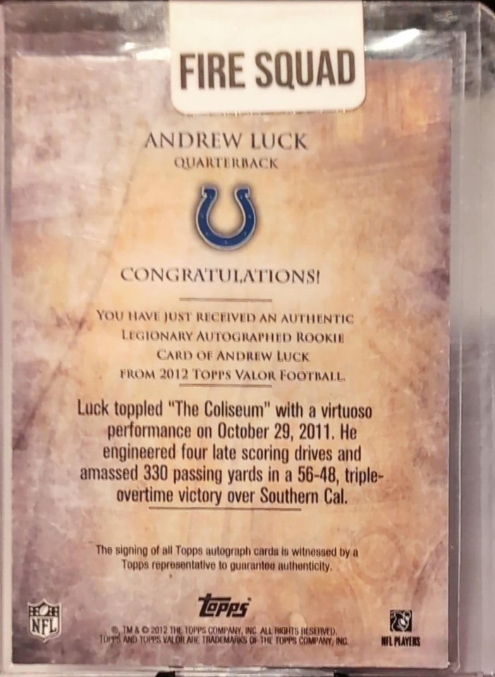 Andrew Luck Topps Certified Autograph Issue /50 | eBay