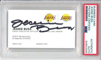 JEANIE BUSS LA LOS ANGELES LAKERS CEO OWNER SIGNED BUSINESS CARD PSA ...