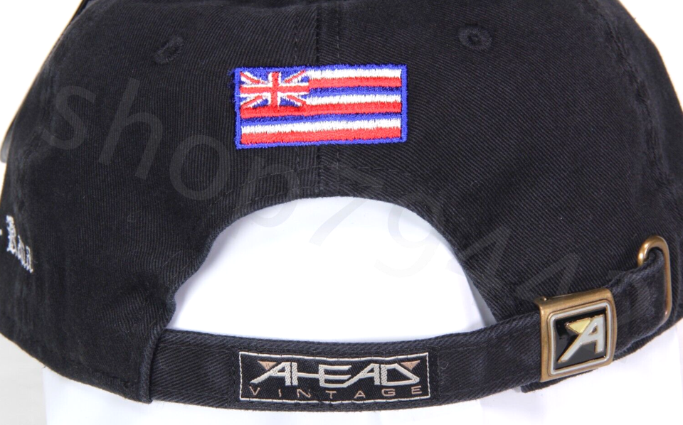HAWAII Hanalei Kauai Cap BLACK Pirate Skull Custom Embroidered Flag ...