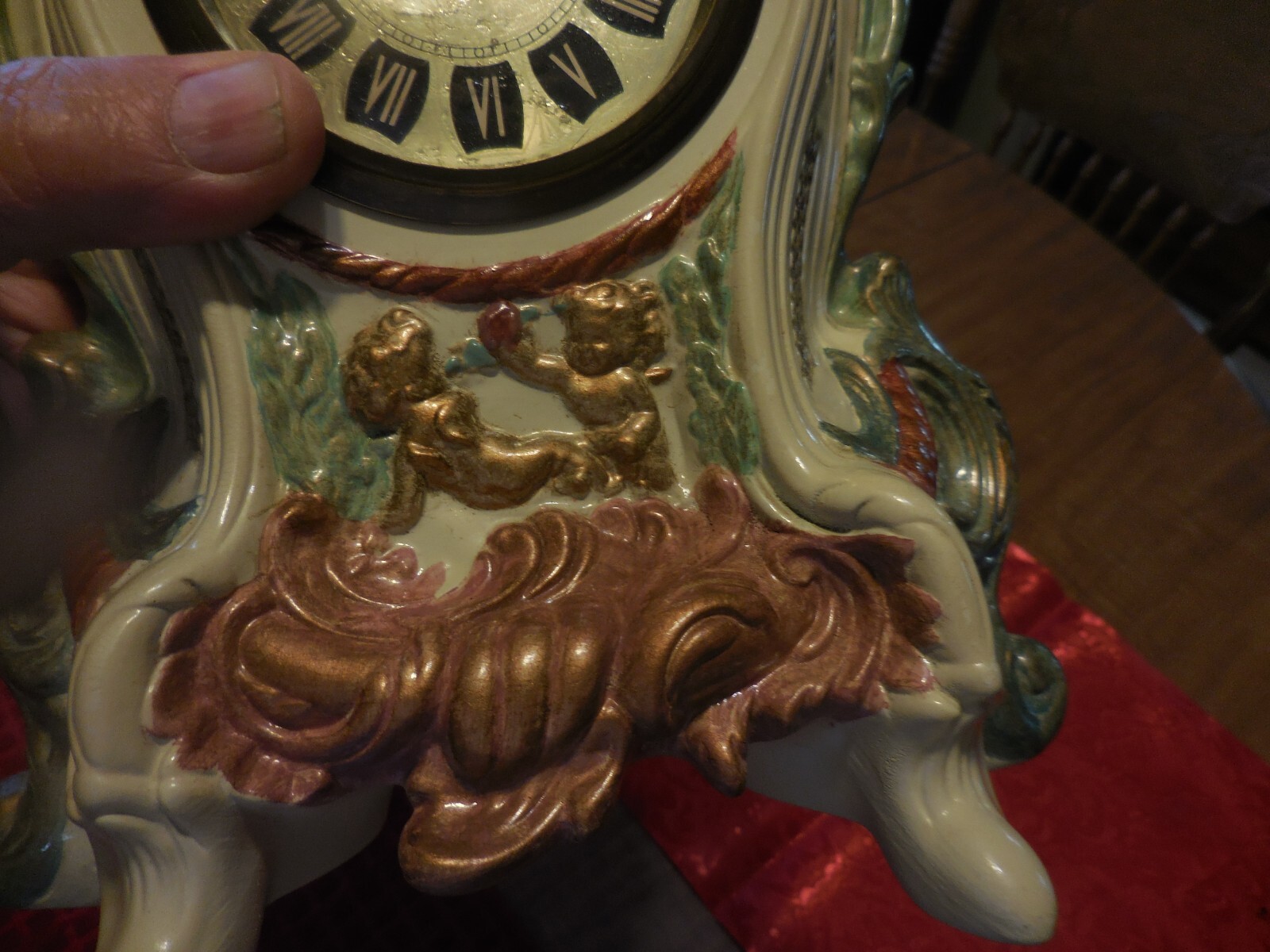 Minxie Porcelain Victorian multicolored floral mantle clock mechanical ...