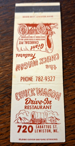 Vintage Matchbook: Chuck Wagon Drive-In, Lewiston, ME | eBay