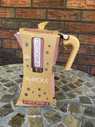 Pedrini Pink MyMoKa Moka Pot Espresso Caffe Coffee Maker 6 Cups Wood ...