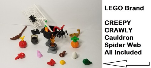 LEGO Creepy Bugs Spiders Cauldron Witch Set Bones Web Pumpkin Halloween ...