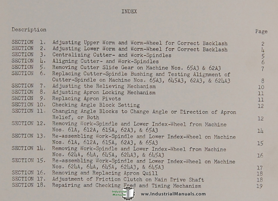 Fellows Type 6A Gear Shapers Machine Service Repair Manual Year (1955 ...