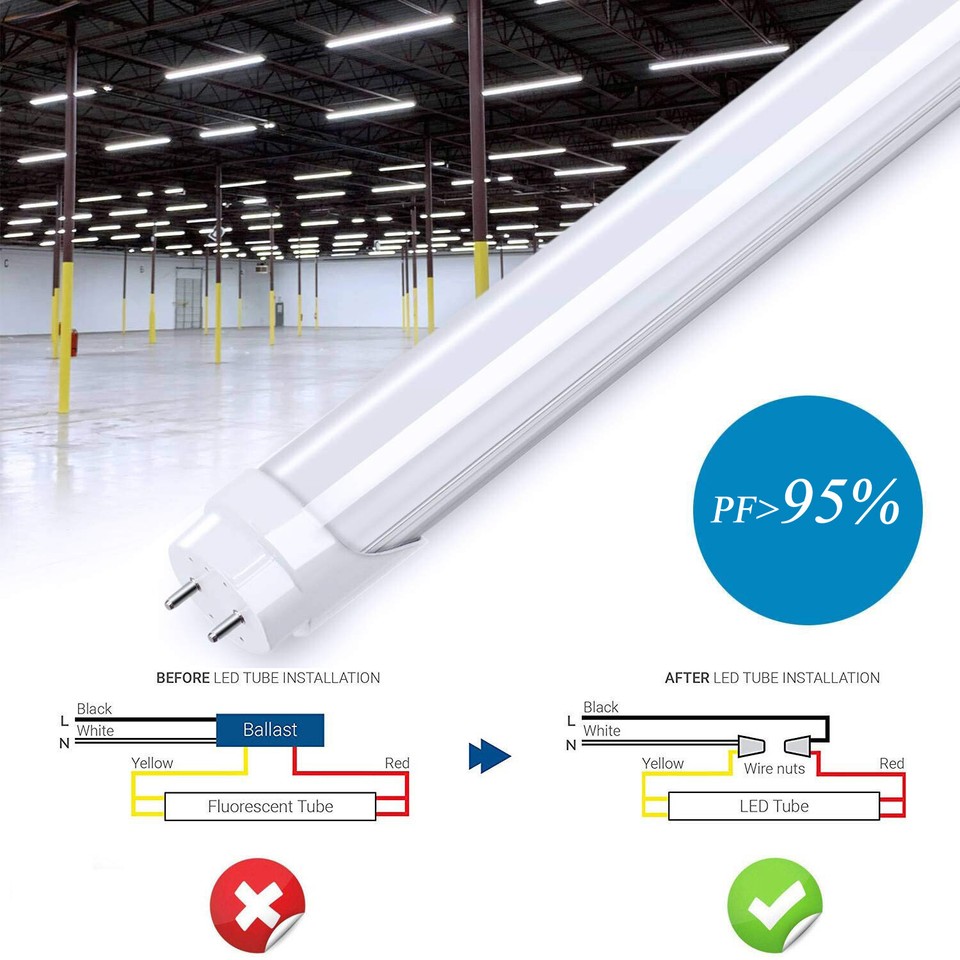 4ft foot 48'' 22w t8 t10 t12 led tube fluorescent light bulb no ballast ...