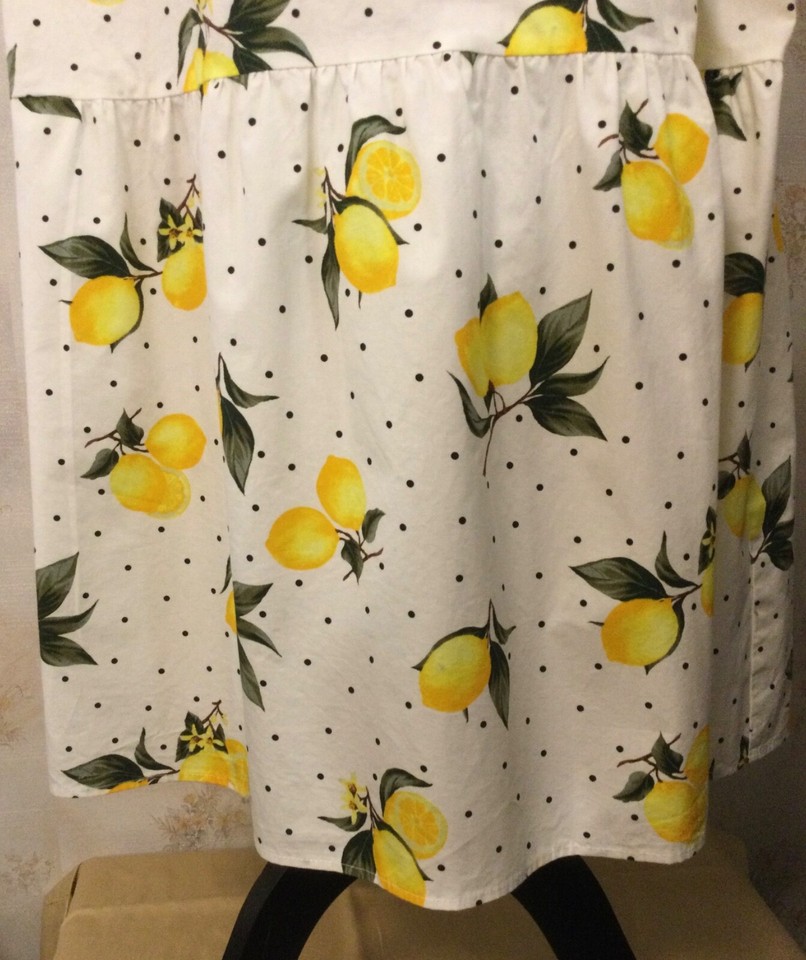 CHLOE+RENE M Long White Ruffled Polka Dot Lemon T-Back Cotton Sun Dress | eBay UK