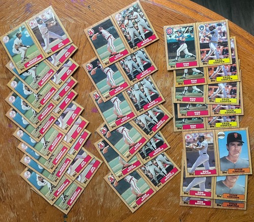 1987 TOPPS BASEBALL = UNCUT WAX BOX BOTTOM LOT X 25 PANELS =MULTI SETS ...