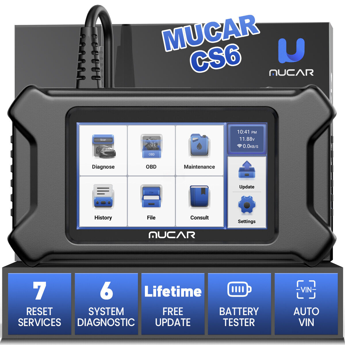 MUCAR CS6 Auto Auslesegerät KFZ OBD2 Diagnosegerät Auto Scanner TPMS ...