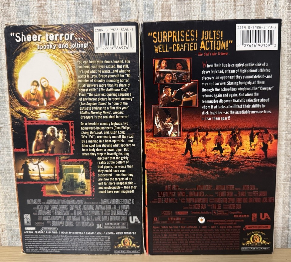Jeepers Creepers VHS Lot MGM Rare Horror Slasher | eBay