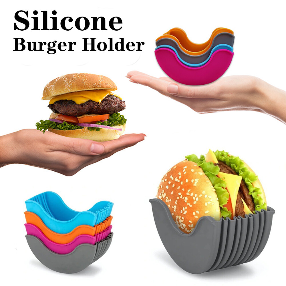 Retractable Burger Holder Silicone Reusable Burger Hamburger Holder Box ...