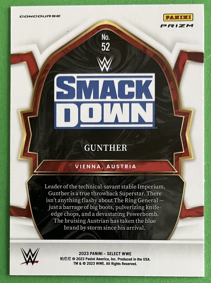 Gunther 2023 Panini Select WWE CONCOURSE SILVER PRIZM Card #52 | eBay