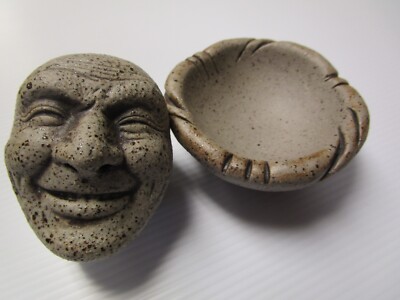 Brown VTG 90s NOS Creepy Face MORTAR PESTLE set head pottery freaky ...