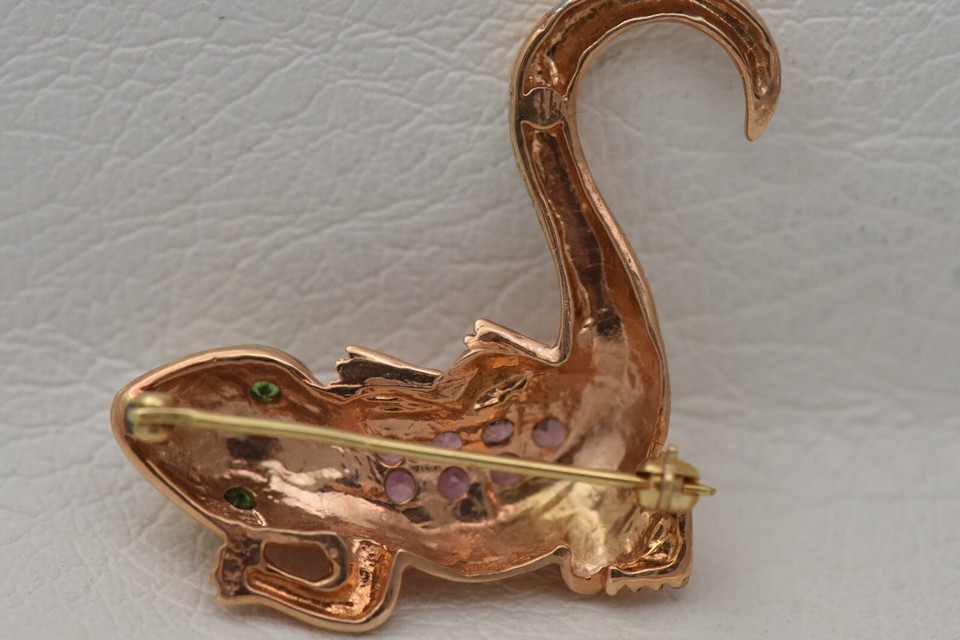 14k Rose Gold Salamander or Lizard Pin Brooch pave sapphire, Mint | eBay