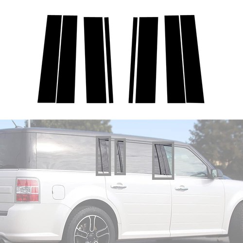 8PC Black Door Window Panel Pillar Post Trim Decal Cover For Ford Flex ...