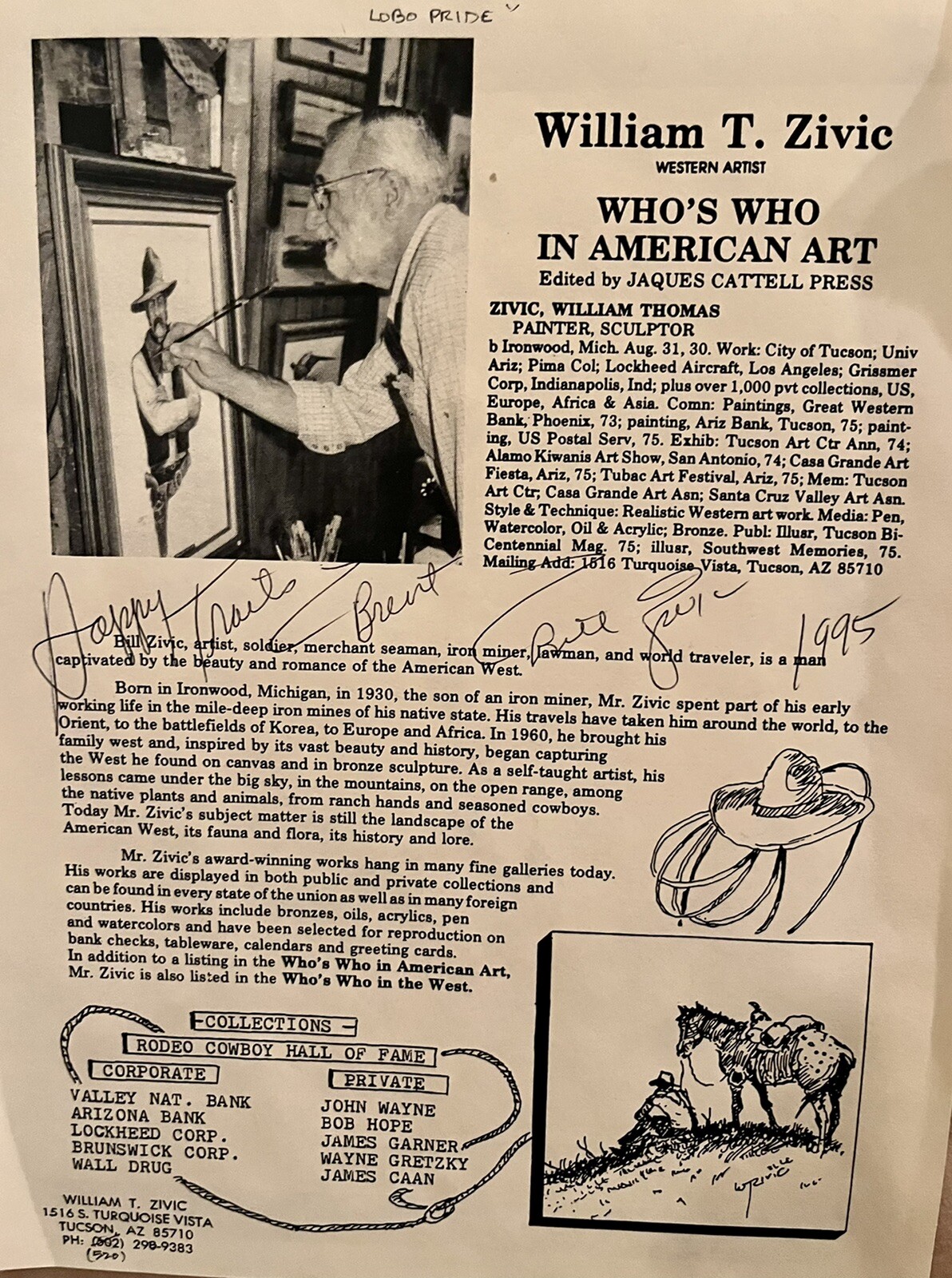 WILLIAM T ZIVIC Wolf In Winter Limited Ed Original Lithograph w Doodle ...