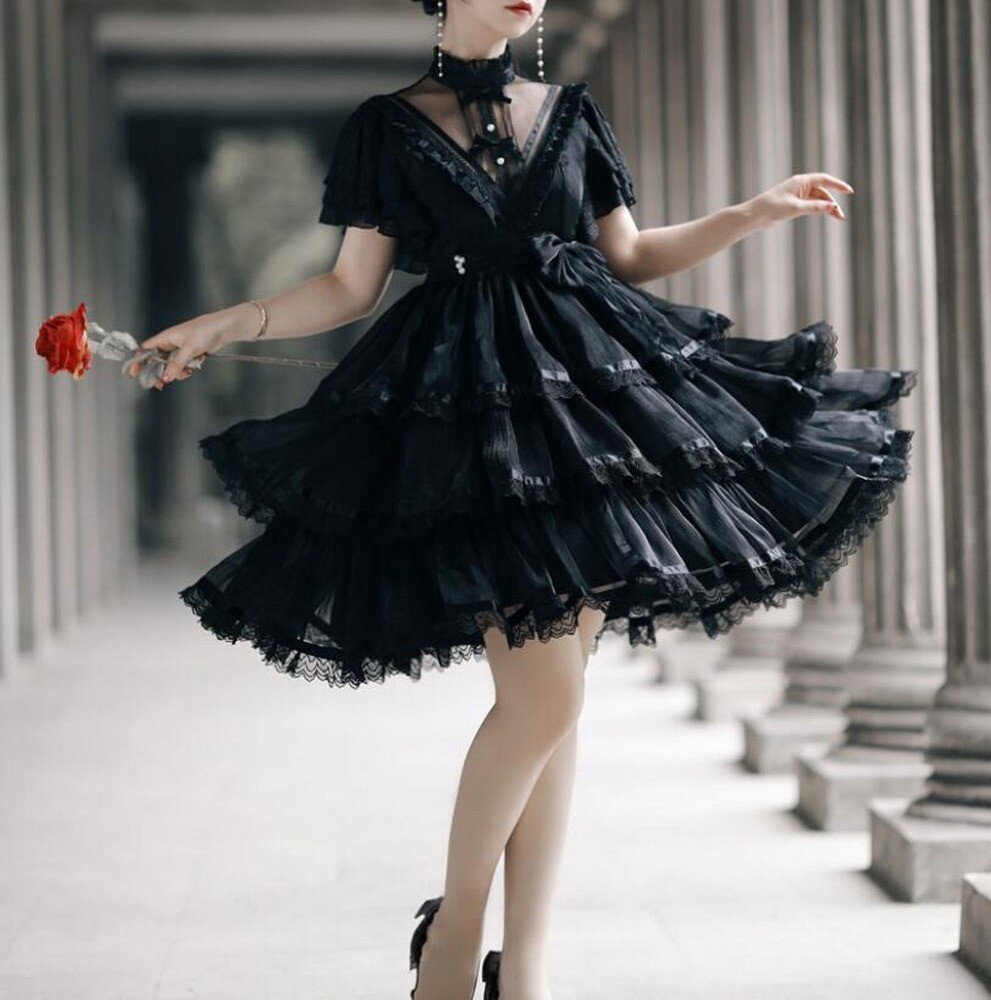 Custom Made To Order Women Gothic Lolita Victorian Ruffle Dress Plus 1X ...
