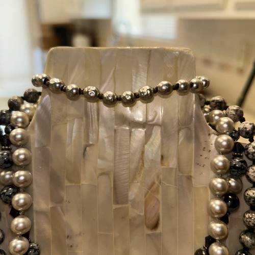lot of jewelry vintage Pearls Obsidian Stone 3 Necklaces And One ...