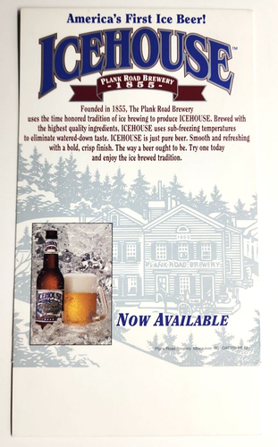1990's Icehouse Beer Plank Road Brewer Promo Tavern Tabletop Sign 6" x ...