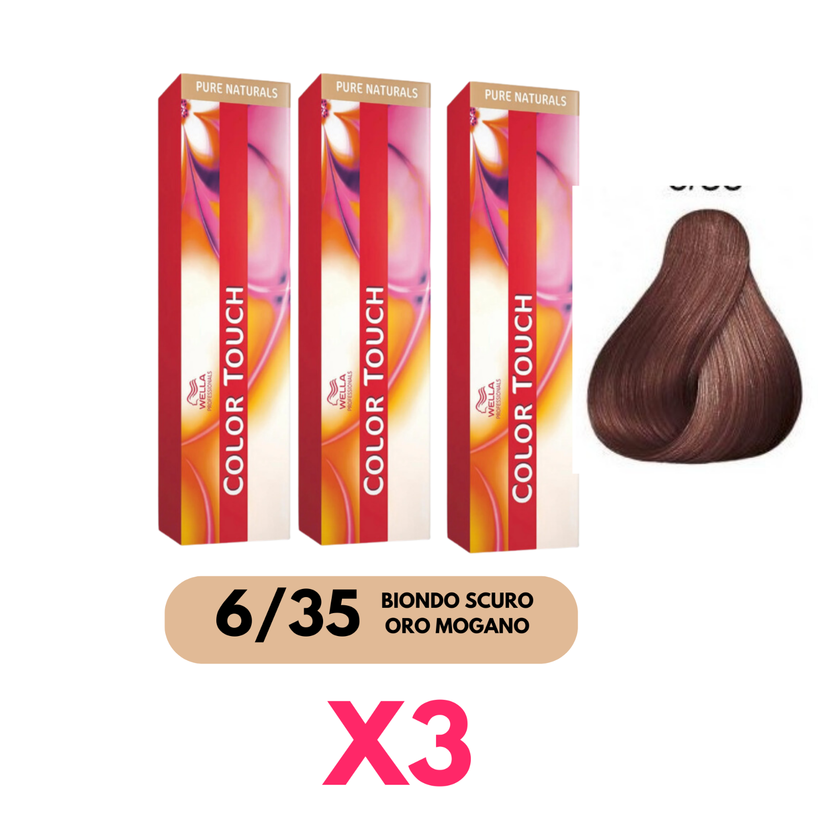 X3 Wella Color Touch 6/35 Blonde Dark Gold Mahogany Color Semi ...