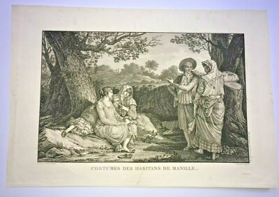 MANILA PHILIPPINES PEOPLE 1797 LA PEROUSE LARGE NICE ANTIQUE ENGRAVED ...