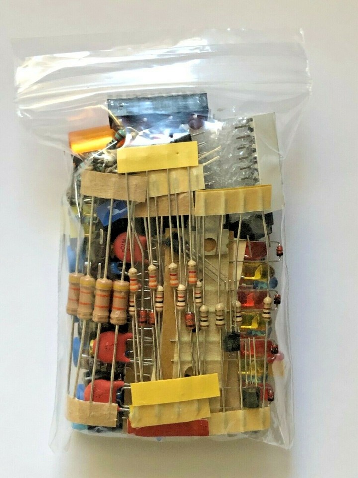 MIXED ELECTRONIC PARTS BAG DISPLAYs CAPACITORS RESISTORS TRANSISTORS ...