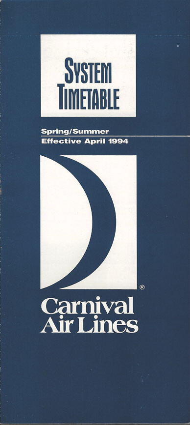Carnival Air Lines system timetable 4/94 [0123] Buy 4+ save 25% | eBay