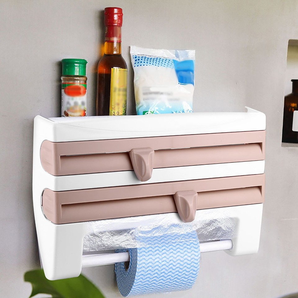 HG (Khak)WallMount Sauce Bottle Storage Rack Paper Towel Bracket ...