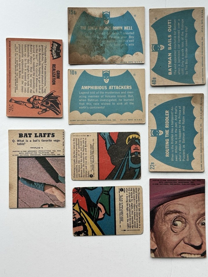 Vintage 1966 Topps Batman Trading Cards Blue, Red, Black (17) Card Lot ...
