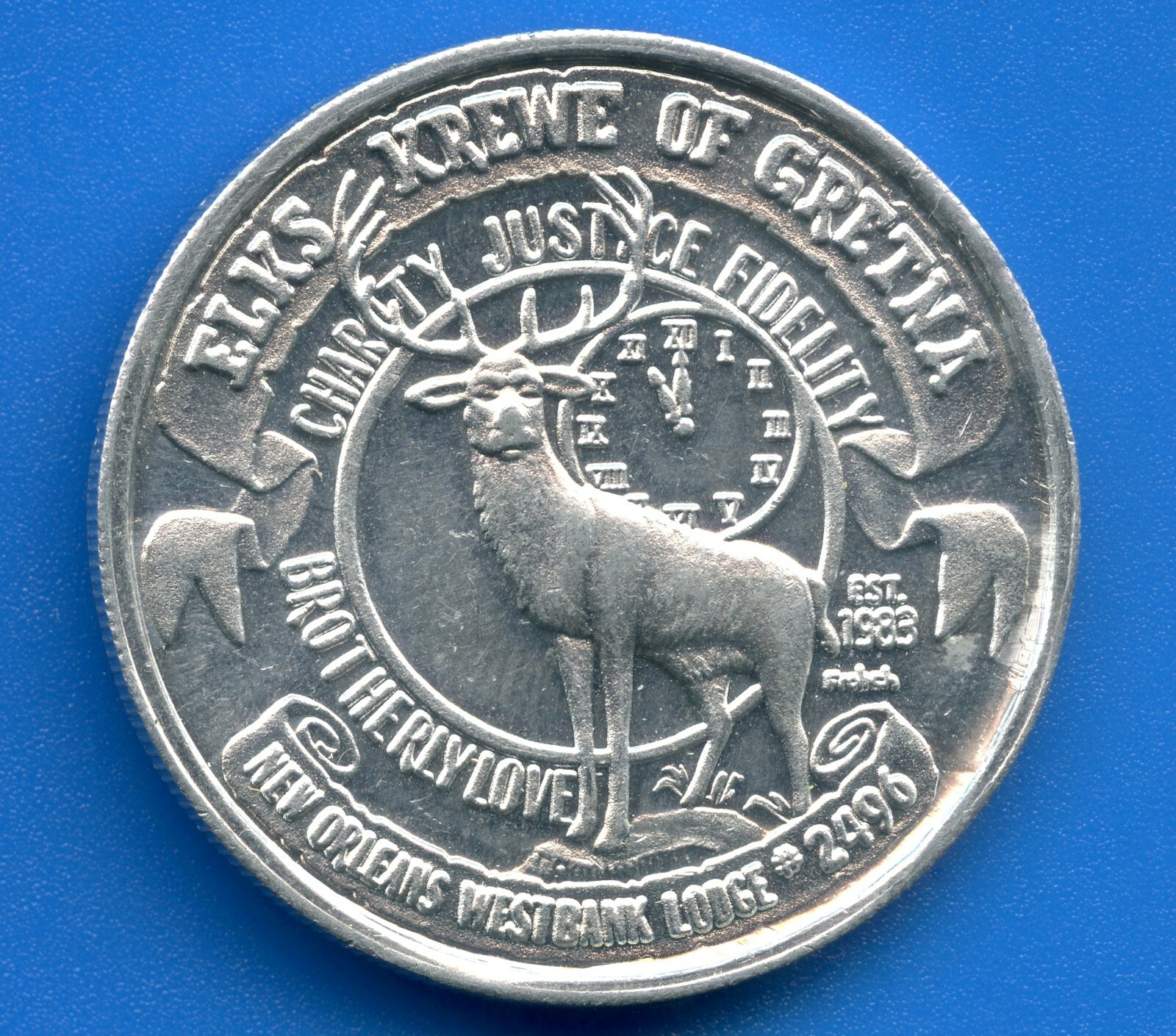 1986 Elks Krewe Of Gretna New Orleans Lodge #2496 Coin Token 39 mm Dia ...