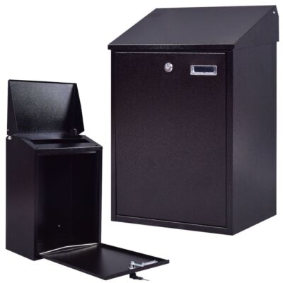 Wall Mounted Outdoor Large Lockable Mailbox Steel Locking Home Letter ...