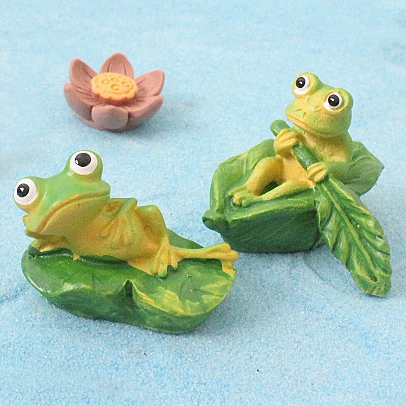 2pcs Fairy Garden Resin Frog Miniature Figures Statues Outdoor Home ...