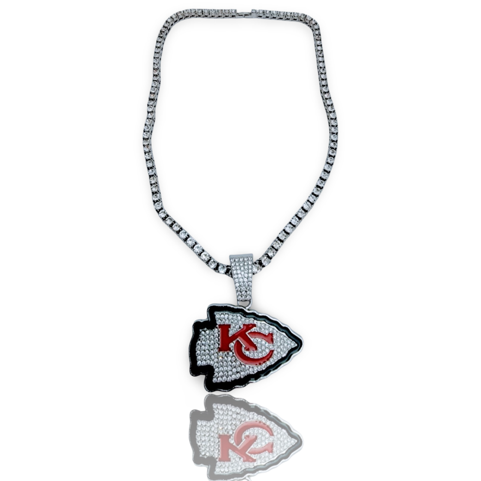 Kansas City Chiefs Iced-Out Necklace | 24” Rhinestone Chain | Gold ...