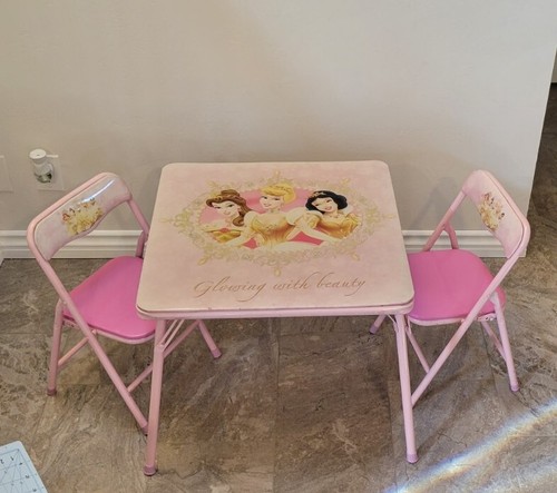 Vintage Disney Princess Activity Folding Table Set with 2 Kids Chairs ...