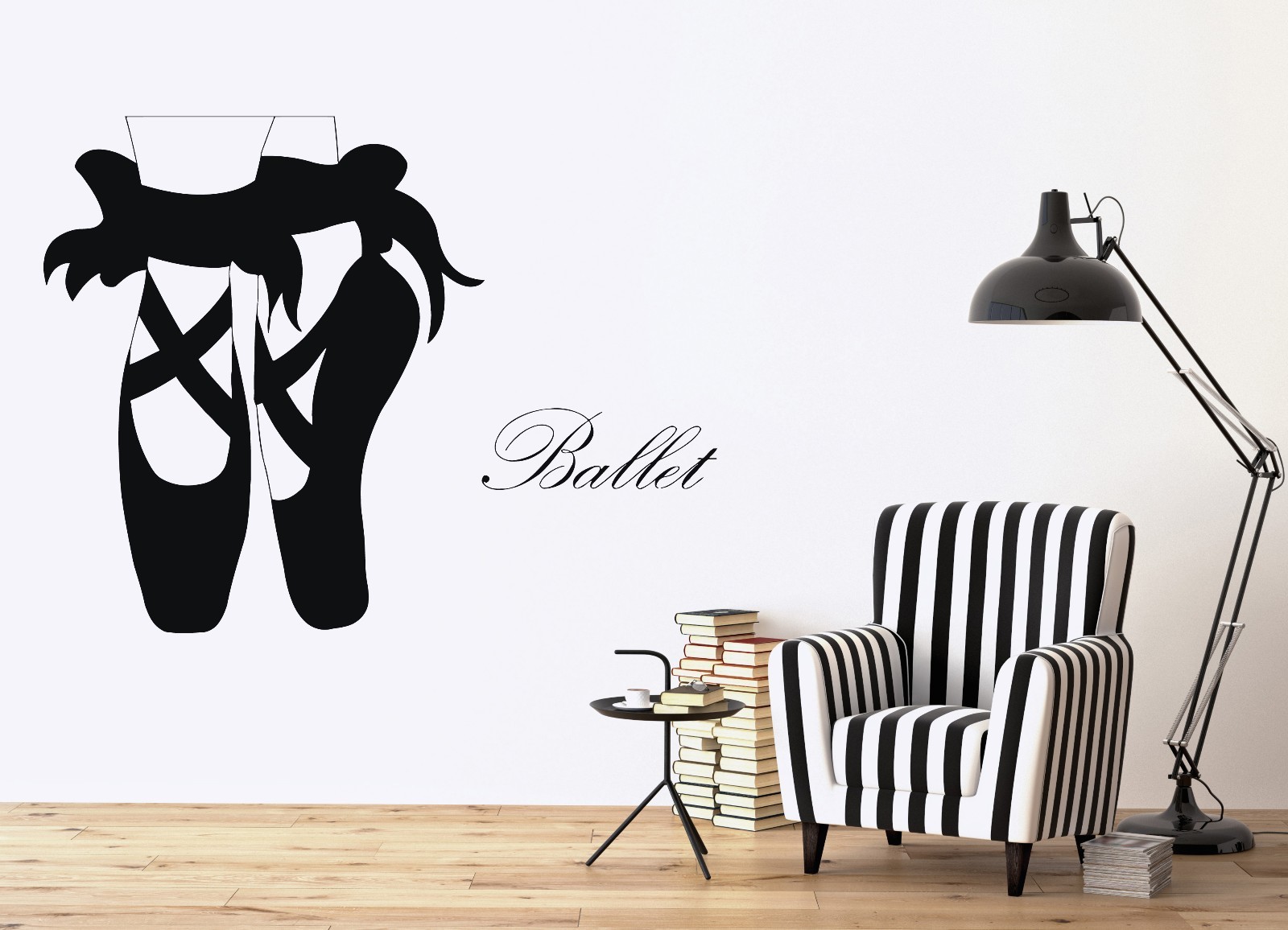 Wall Sticker Vinyl Decal Ballet Pointe Shoes Slim Legs Bows Dance (n296 ...