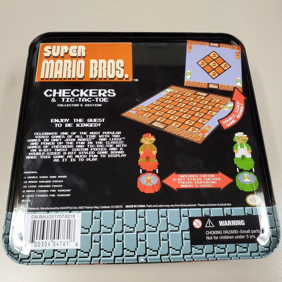 Super Mario Bros Checkers Tic Tac Toe Collectors Edition Tin USOPOLY ...