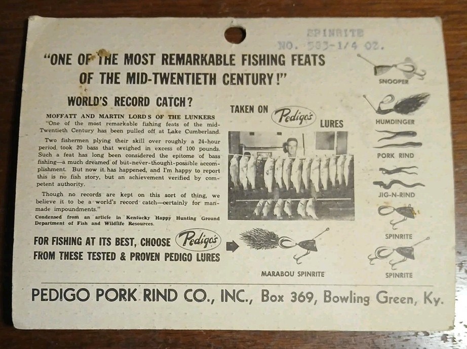 Vintage Pedigo's Spinrite Lures 1/4 Oz Shad Pedigo Pork Rind Co New in ...