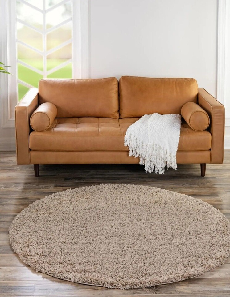MODERN Circle Round Verona Shaggy Rugs Thick Pile Floor Round Mats Area ...