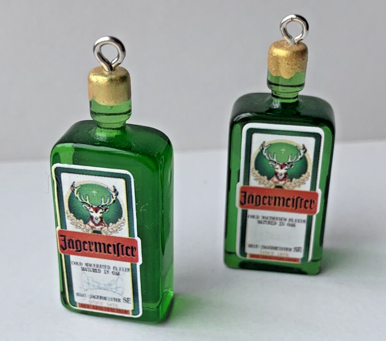 2 X JAGERMEISTER BOTTLES CHARMS PENDANTS RESIN ALCOHOL JAGER BOMBS | eBay