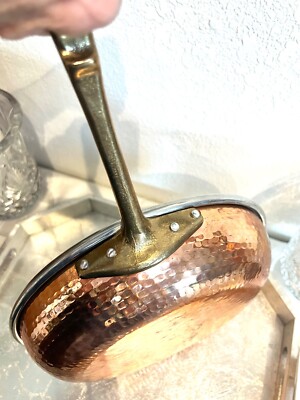 NEW CU ARTIGIANA MADE IN ITALY HAMMERED COPPER 12 IN.SAUCIER PAN W/ TIN ...