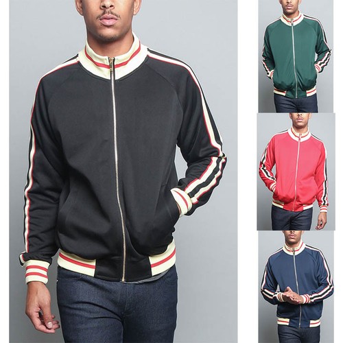 Men's G Tri-Tone Striped Sports WorkOut Techno Track Jacket JK5014-V3F ...
