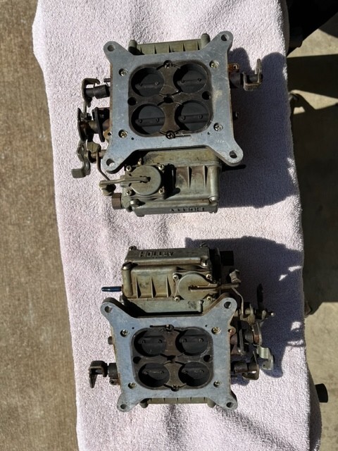 Weiand SBC Chevy Tunnel Ram Intake Manifold 2-Holley 450 Carburetors ...