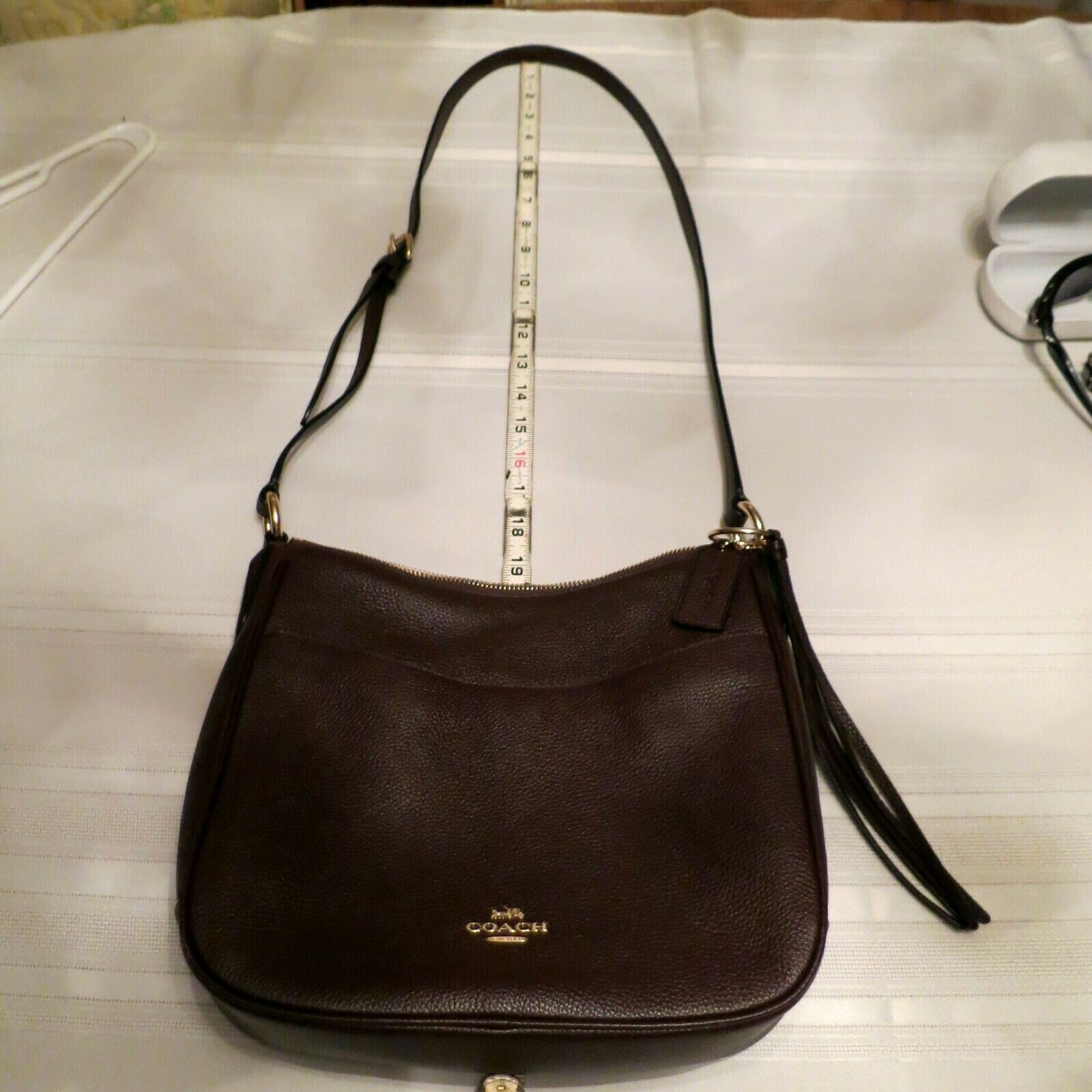 Coach Crossbody Purse Brown Pebble Leather - Gem