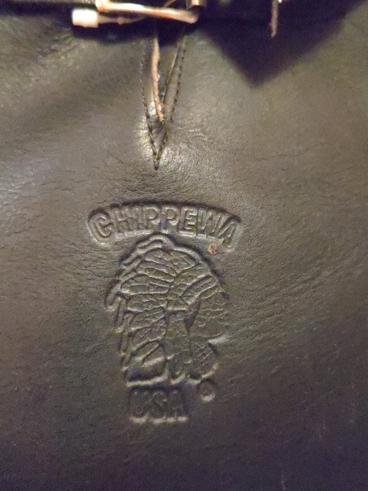 CHIPPEWA Tall Black Leather Steel Toe Engineer Buckle Boot US8M 27909 ...