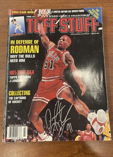 Dennis Rodman - Print Autographed March 1997 Tuff Stuff Magazine cover ...