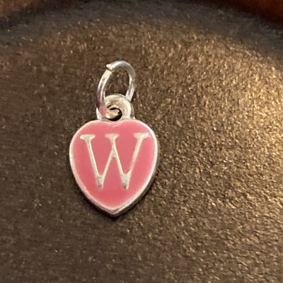 Pretty Personalised Love Heart Charm Pendant Letter W Jewellery JA 096 ...