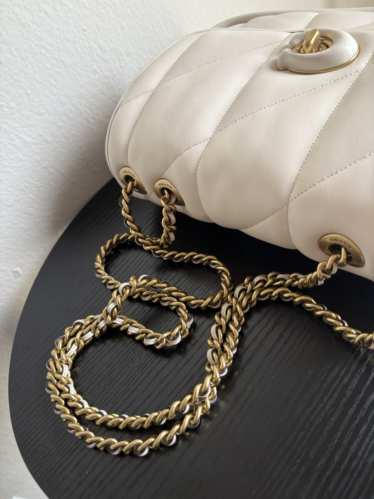 Coach pillow Madison quilted shoulder bag color chalk | eBay